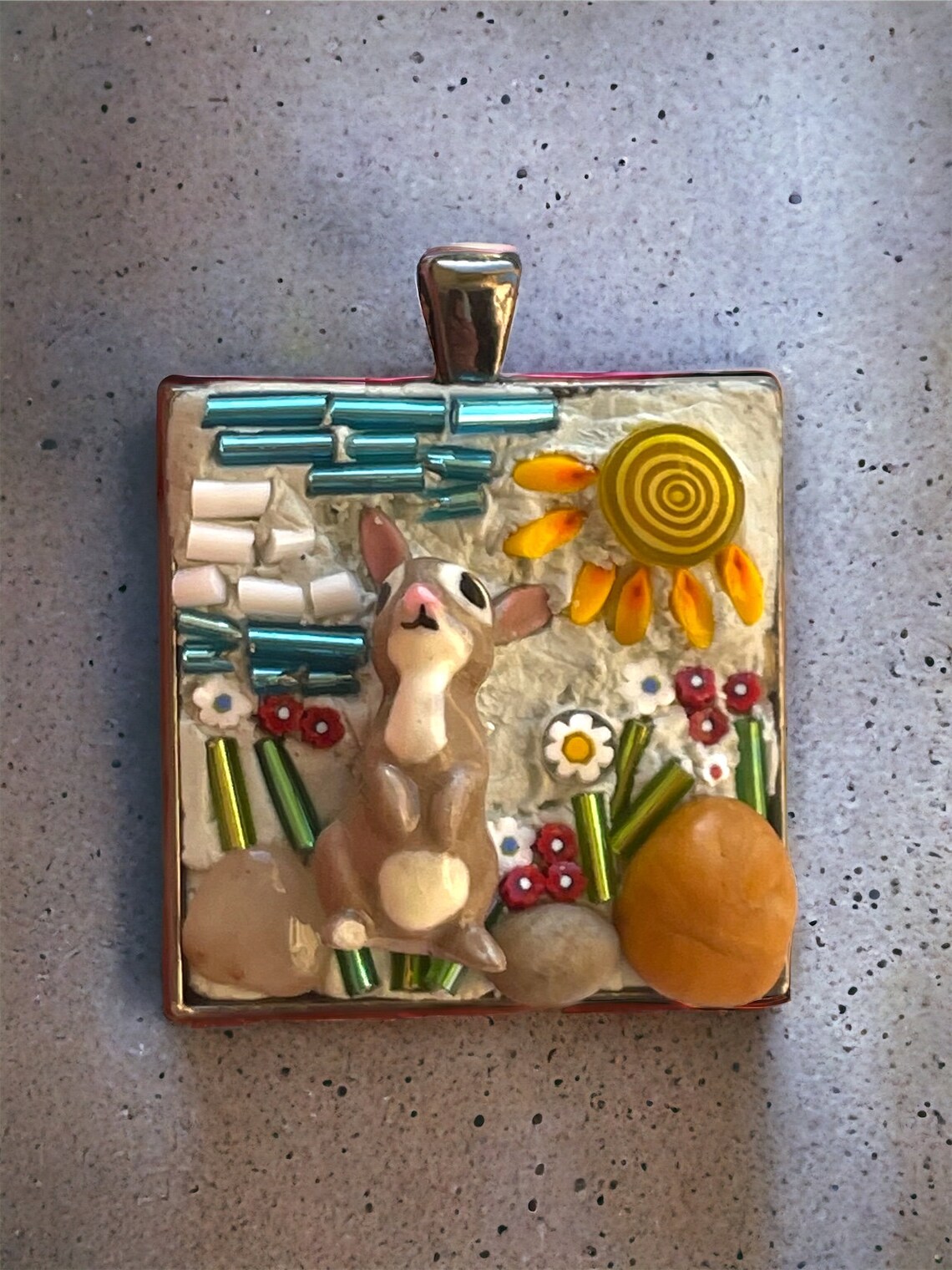 Handmade Mixed Material Micro Mosaic Necklace - Bone China Rabbit ...