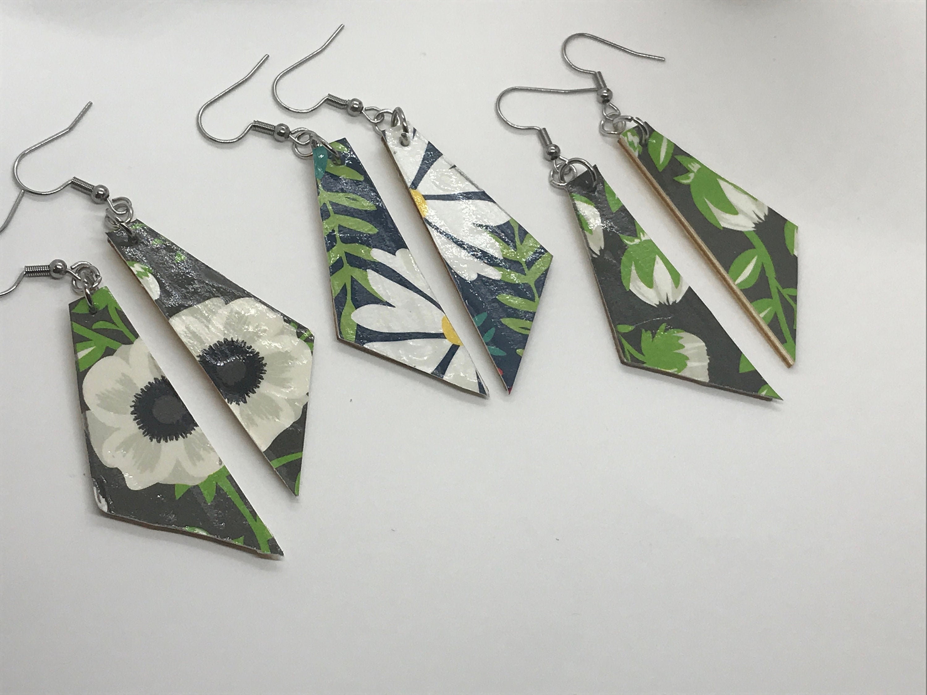 Unique Handmade Earrings Made of Mixed Materials Specialty Paper ...