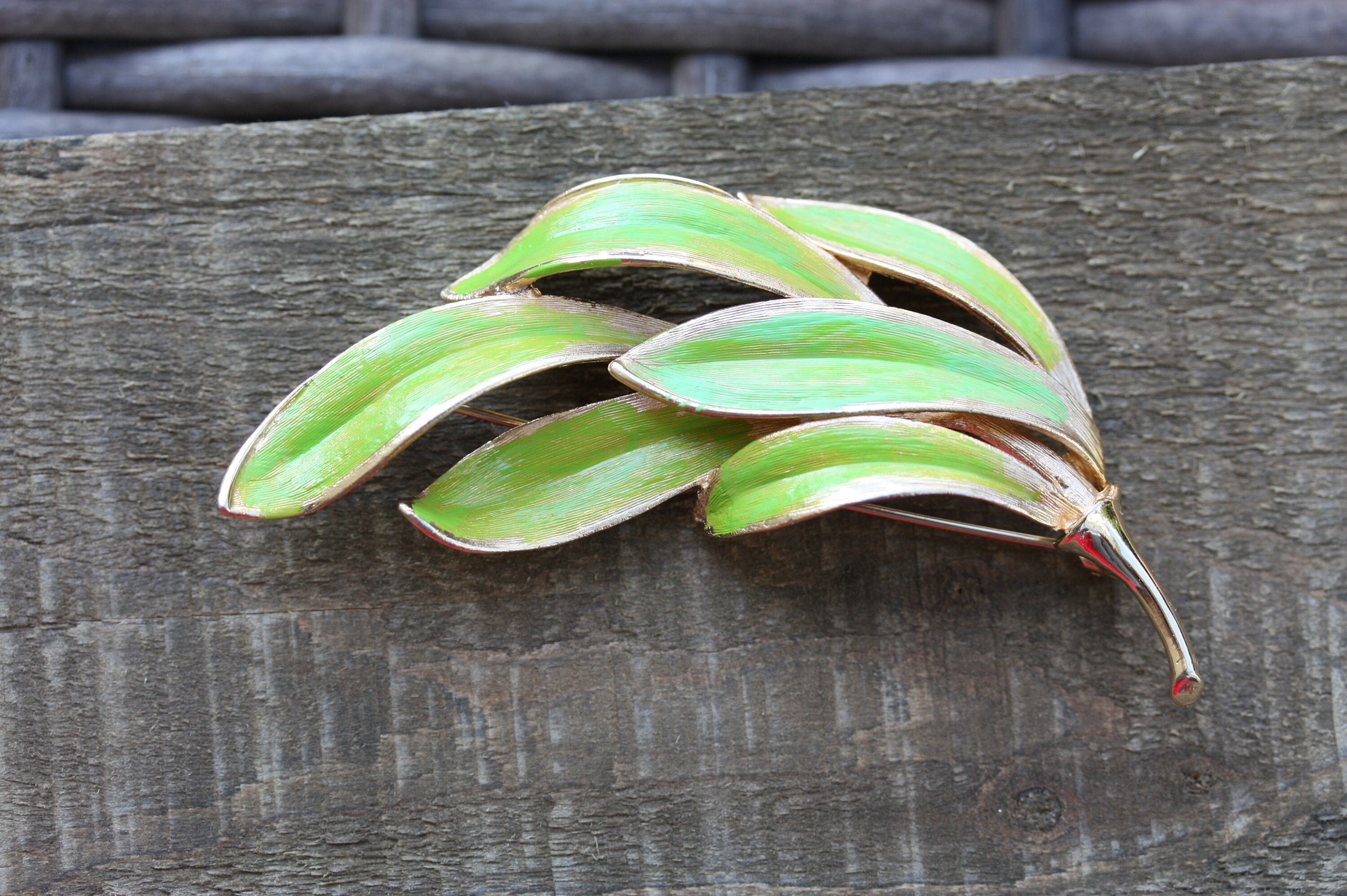 Revised, Modernized, Upcycled Vintage Hand Painted Green Leaves Pin - Etsy