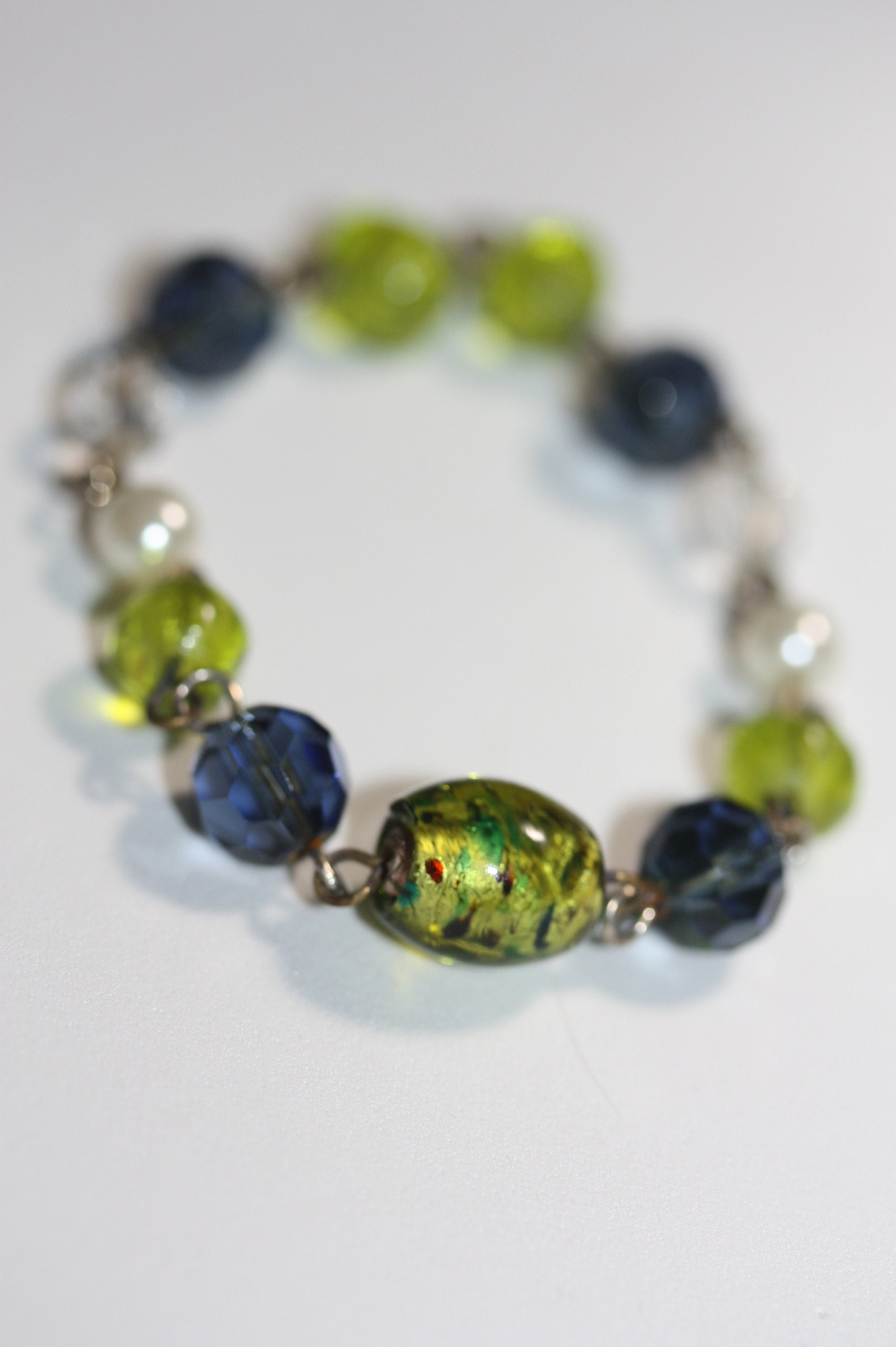 Faceted Art Glass Crystal Bracelet Made of Vintage Components - Etsy