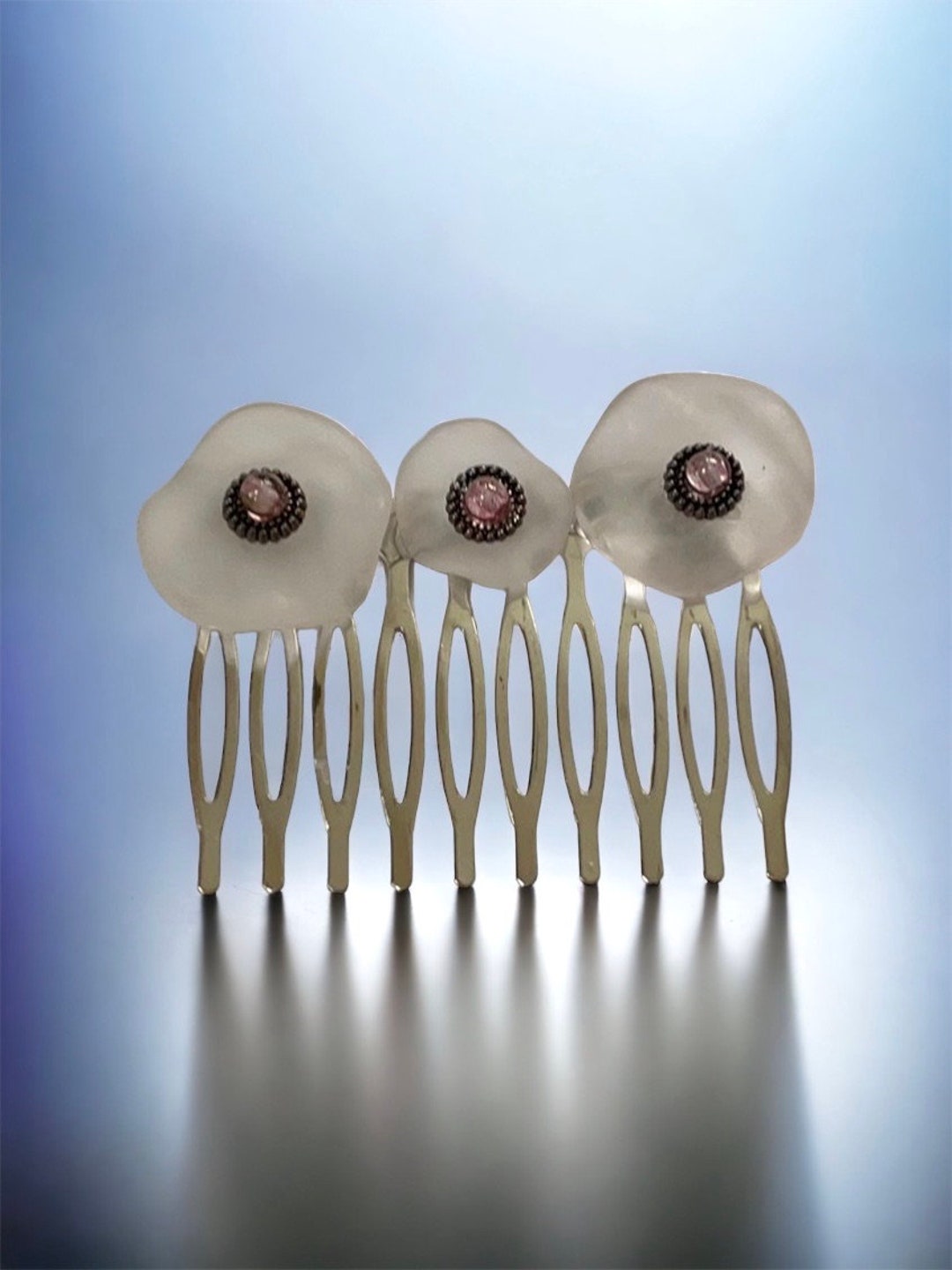 Unique Clear White Free Form Lucite and Pink Glass Hair Comb - Etsy