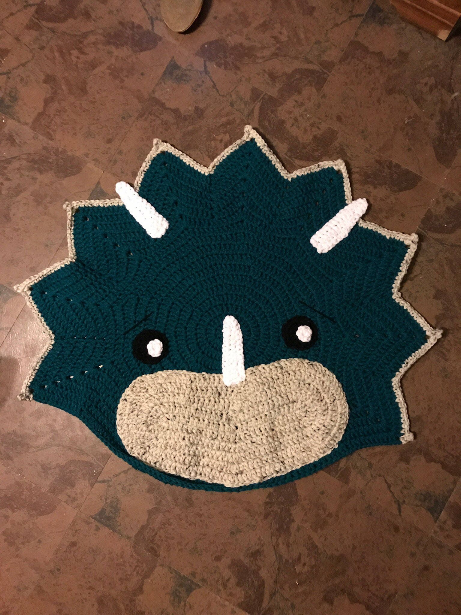 Crocheted Triceratops Dinosaur Rug | Etsy