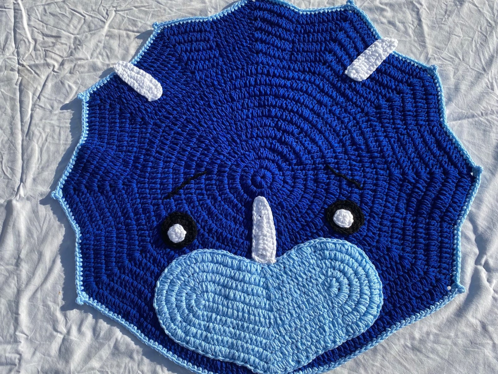 Crocheted Triceratops Dinosaur Rug | Etsy