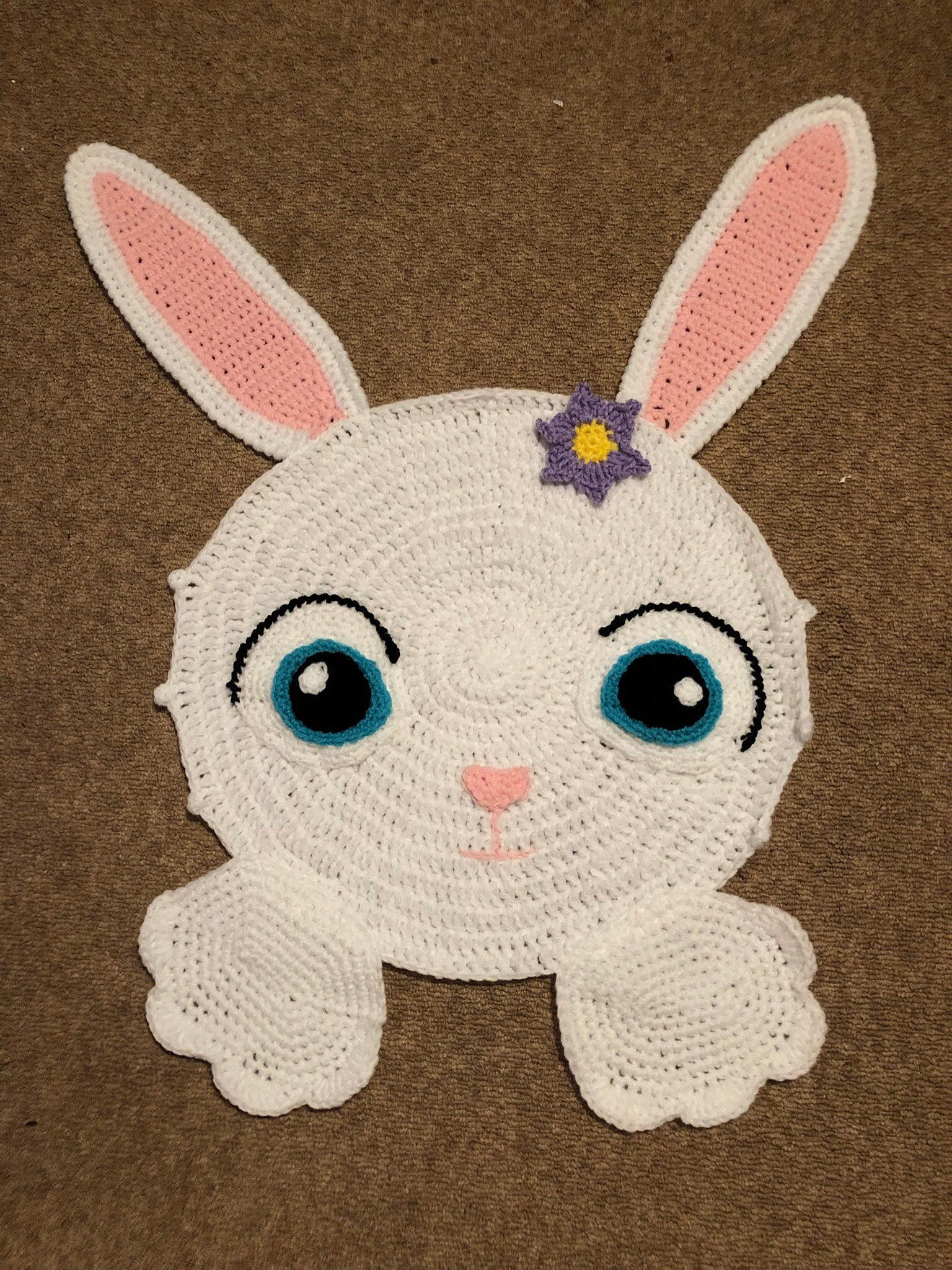 Crocheted Bunny Rug | Etsy