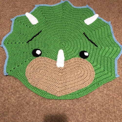 Crocheted Triceratops Dinosaur Rug - Etsy