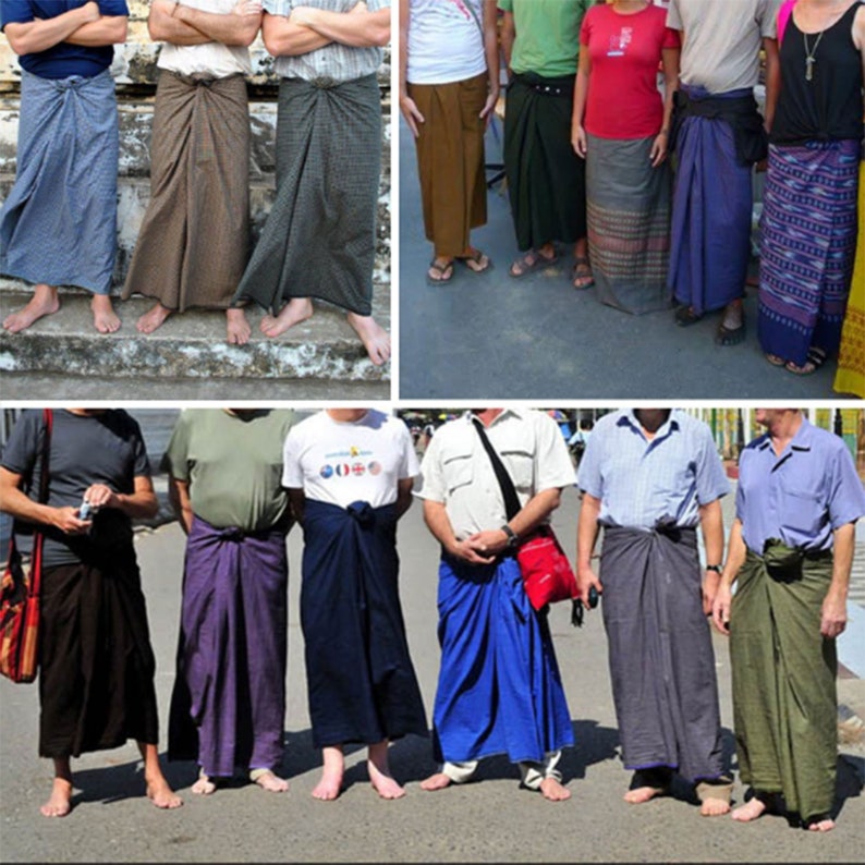 Longyi Cotton Sarong Cotton Dhoti Pareo Lavalava | Etsy