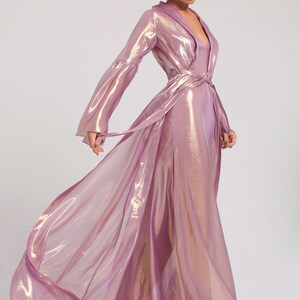 Lavender SILK Robe With Handwork DECORATION F-58 - Etsy