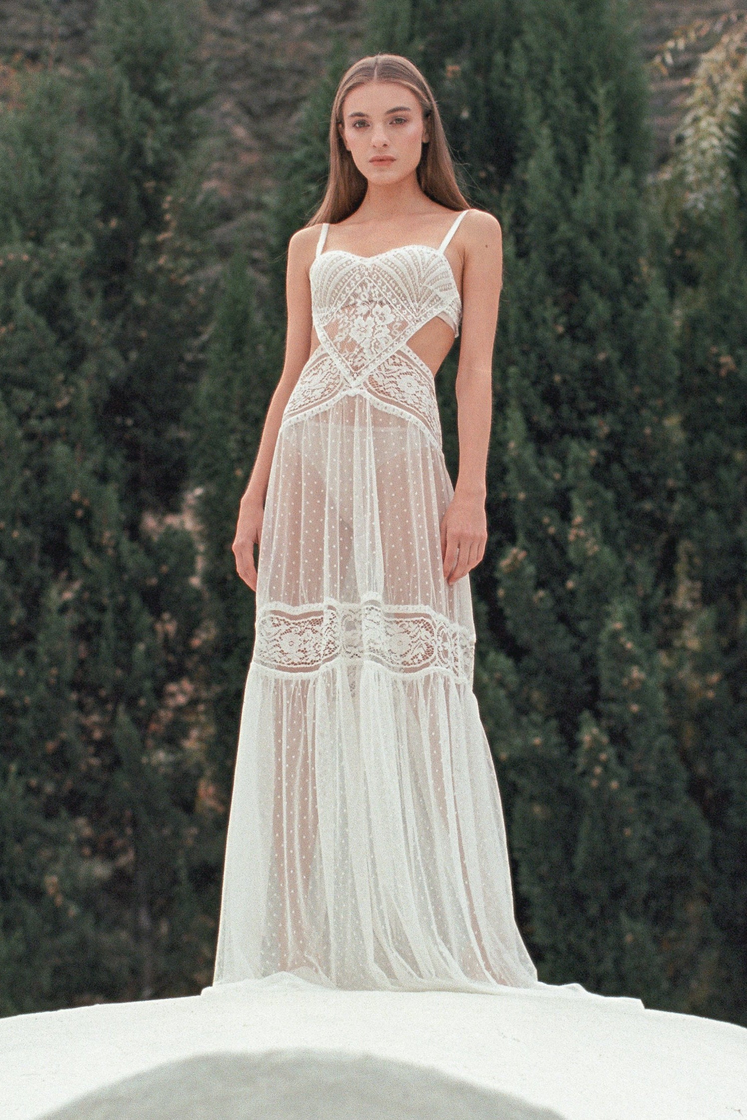 Long Lace Bridal Nightgown With Original Cutout Design F49 - Etsy