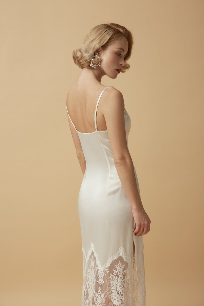 Long Pure Silk Nightgown With Lace F38 Nightgown And Robe Etsy