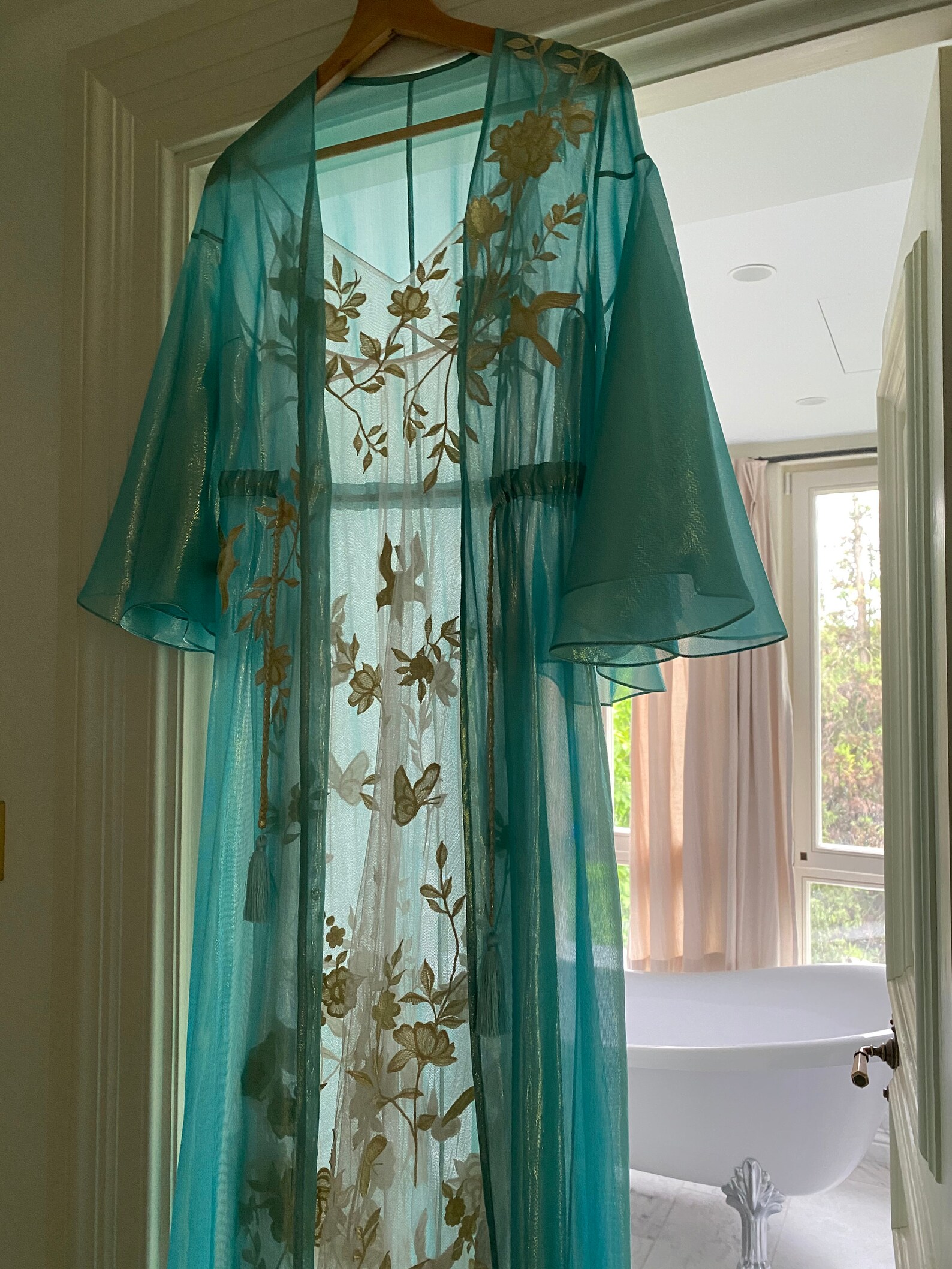 Light Blue Pure Silk Robe F-66 Silk Robe Women Bridal - Etsy