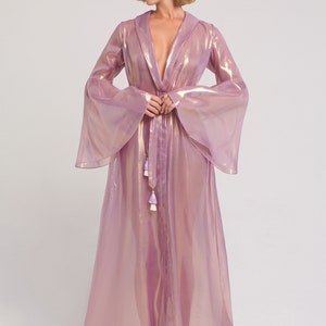 Lavender SILK Robe With Handwork DECORATION F-58 - Etsy