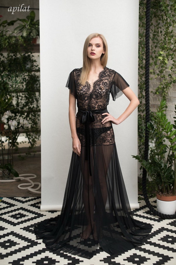 See Through Blouse Black Lingerie Sheer Chiffon Crop Top Etsy Canada