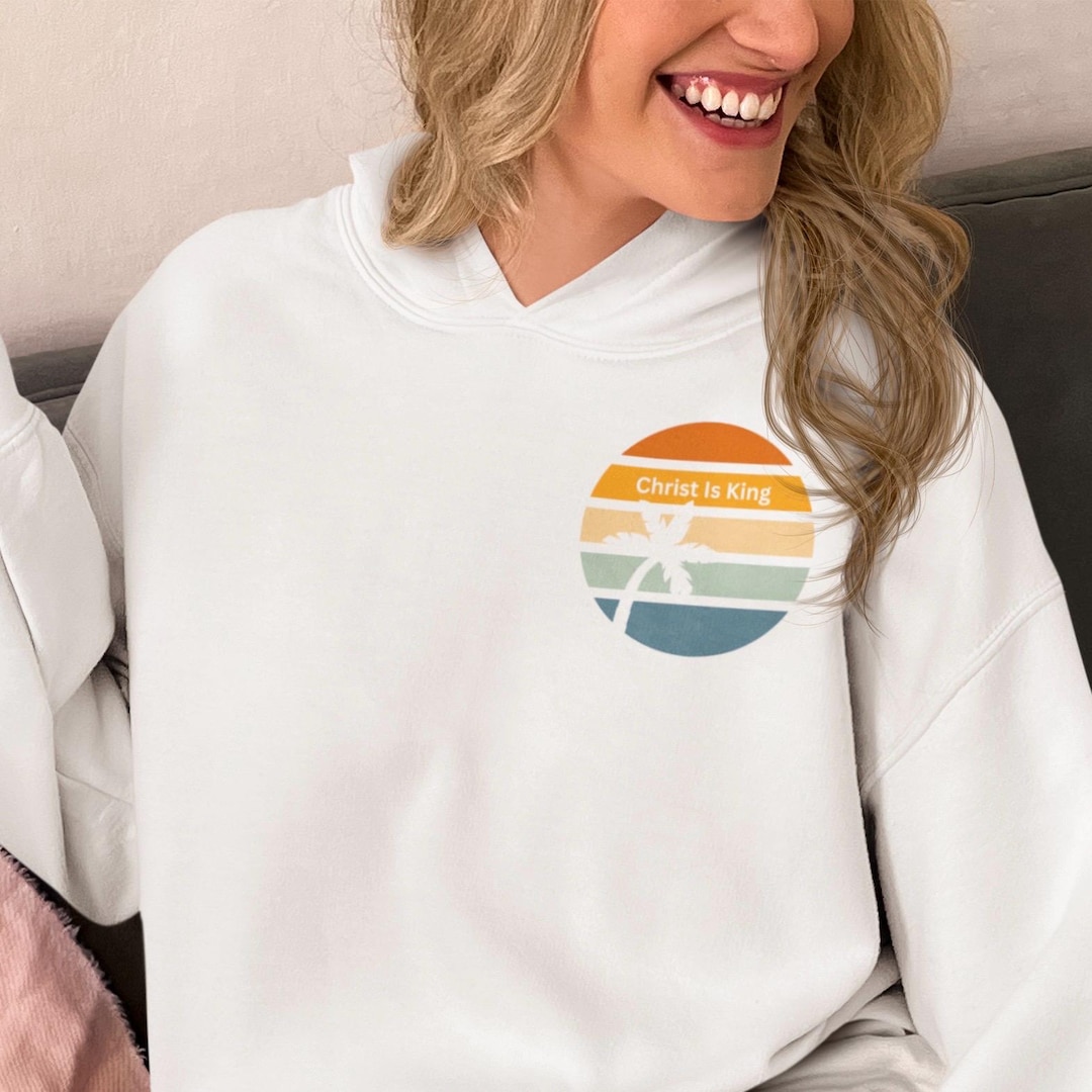 Christ is King Retro Christian 80's Beach Vibe Unisex Hoodie Featuring ...