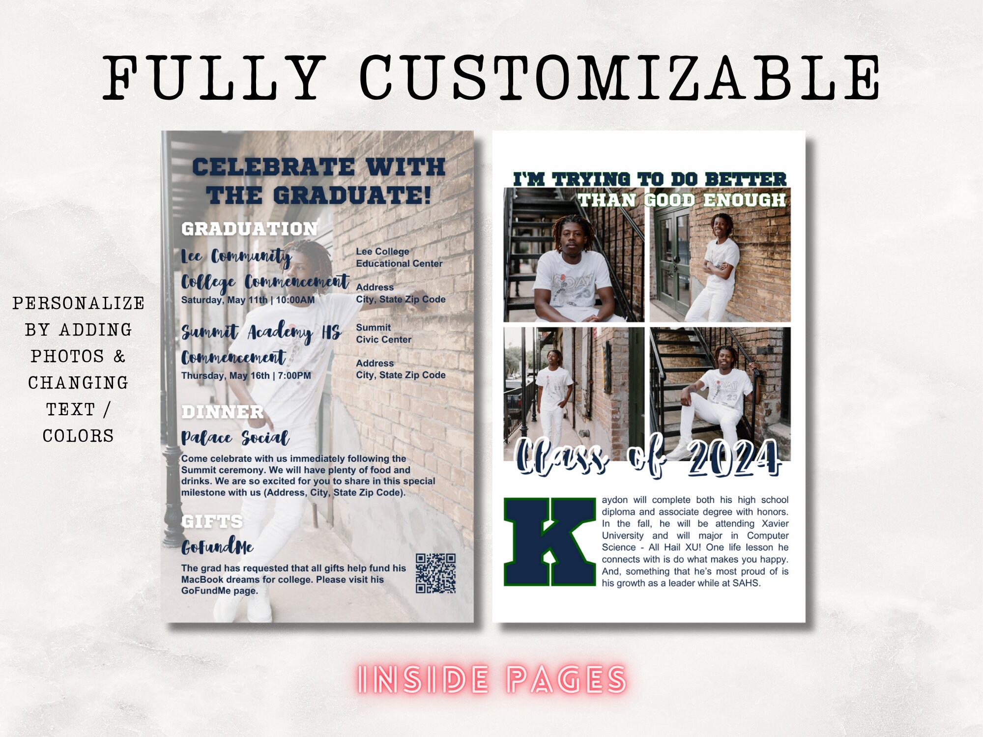 Grad Magazine Brochure Template | Bi-fold 8 1/2 X 11 Grad Brochure ...
