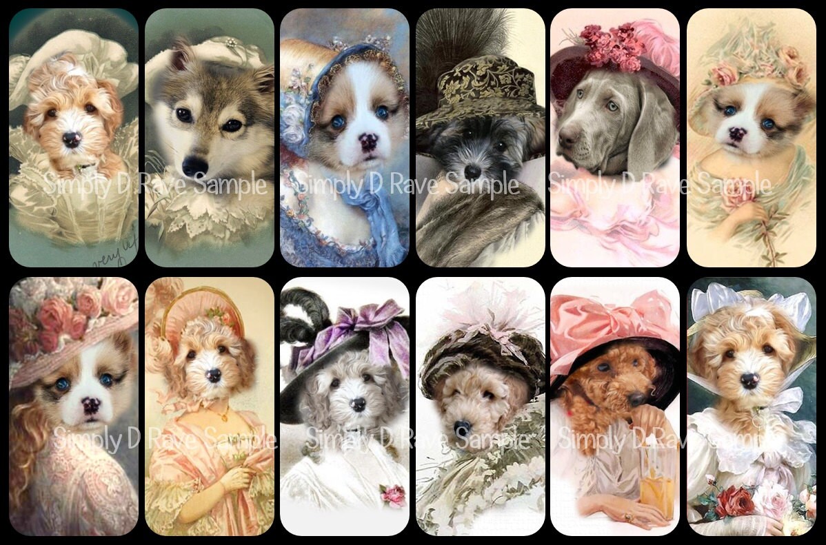 Victorian Dogs 12 Digital Domino Images Download on Purchase - Etsy