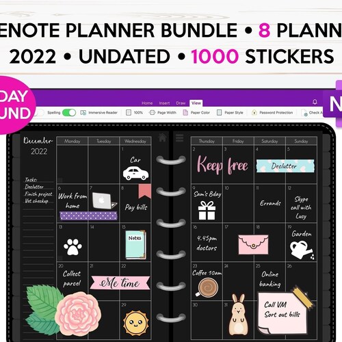 Onenote Dashboard Layout Digital Planner Hyperlinked Undated | Etsy