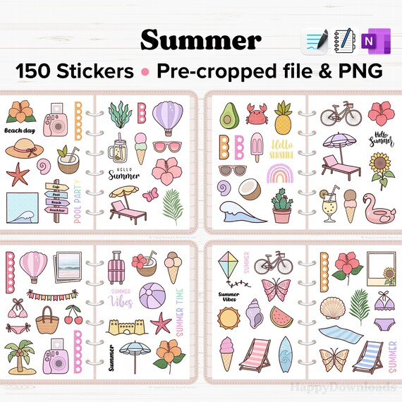 Summer Digital Stickers Summer Stickers Seasonal Digital - Etsy