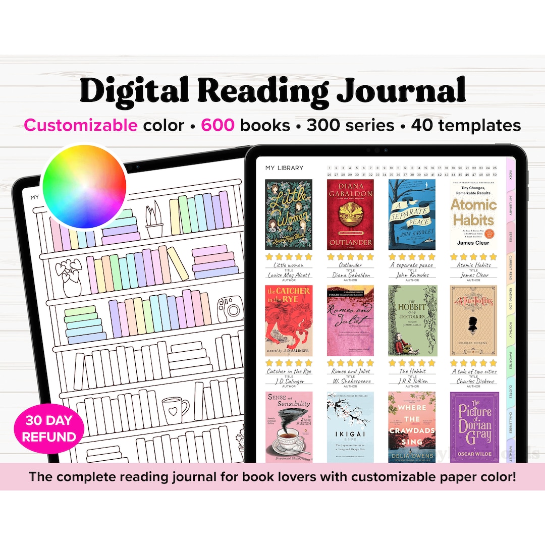 Digital Reading Journal, Digital Reading Planner, Reading Digital ...