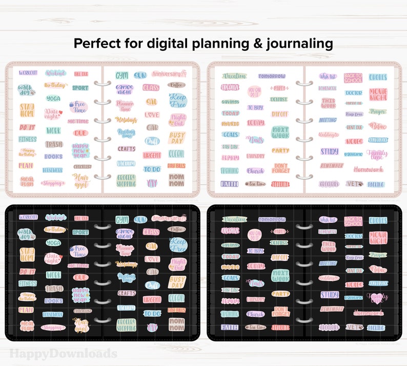 Words Digital Stickers, Word Reminder Stickers, Digital Planner ...