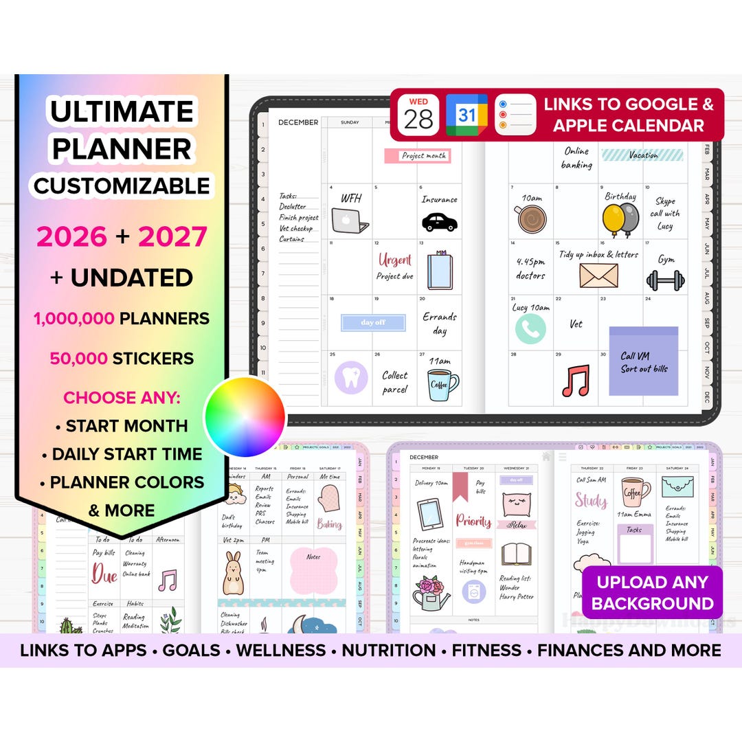 Digital Planner 2026 2027 Undated iPad Planner Goodnotes Planner Daily ...