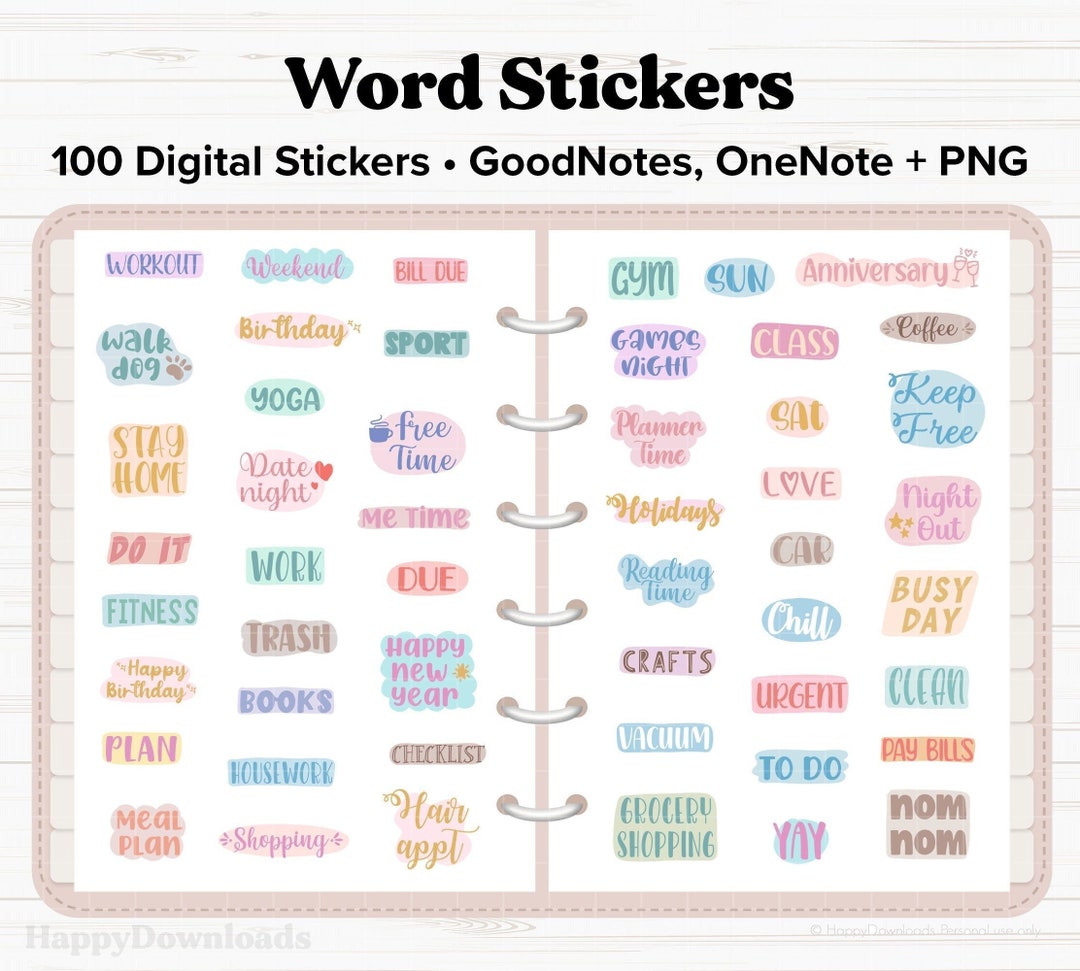 Words Digital Stickers Word Reminder Stickers Digital - Etsy
