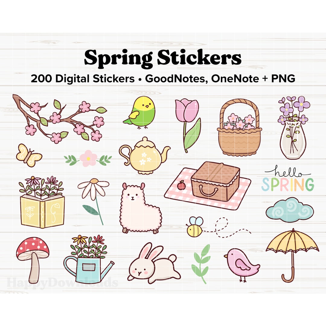 Spring Digital Stickers, Spring Stickers, Seasonal Stickers, Pre ...