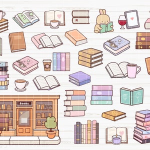 Reading Stickers Digital, Cute Stickers, Book Stickers, Digital ...