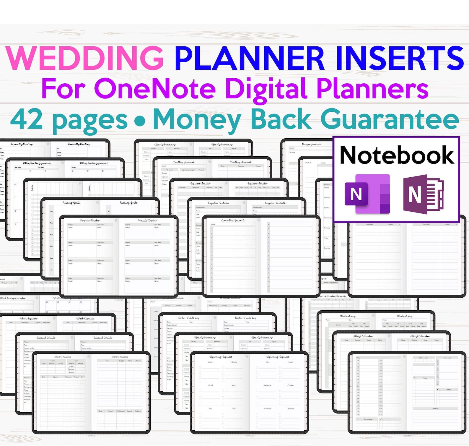 Wedding Planning Onenote Digital Planner Templates Inserts NOTEBOOK - Etsy