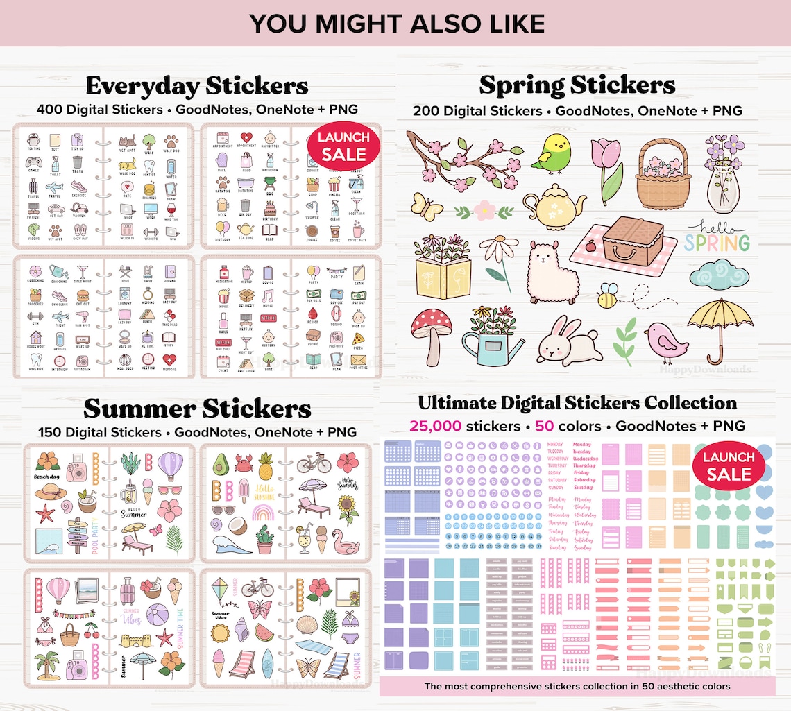 1000 Digital Stickers Pack Pre-cropped Goodnotes Onenote - Etsy