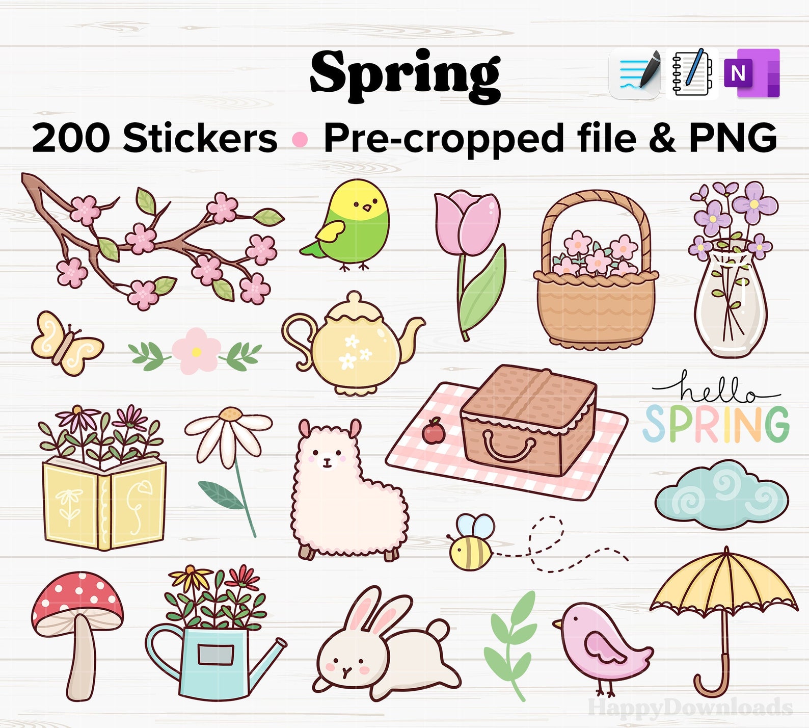 Spring Digital Stickers Spring Stickers Seasonal Stickers | Etsy