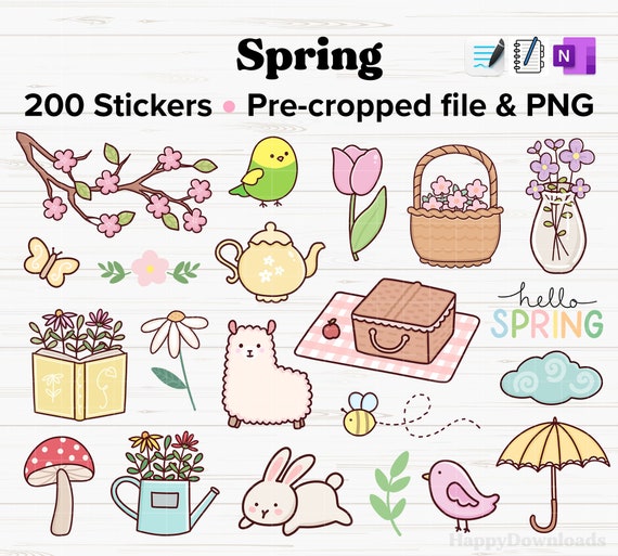 Spring Digital Stickers Spring Stickers Seasonal Stickers | Etsy