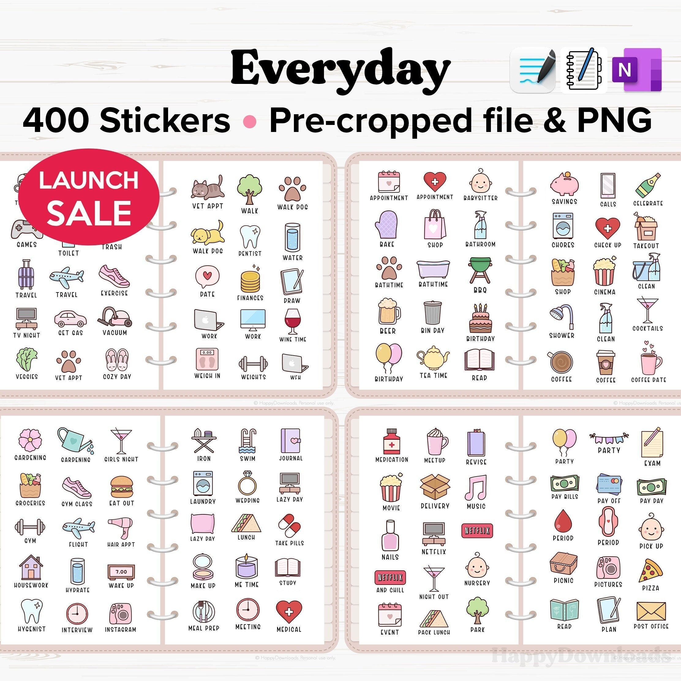 Everyday Life Digital Stickers Daily Planner Stickers - Etsy UK