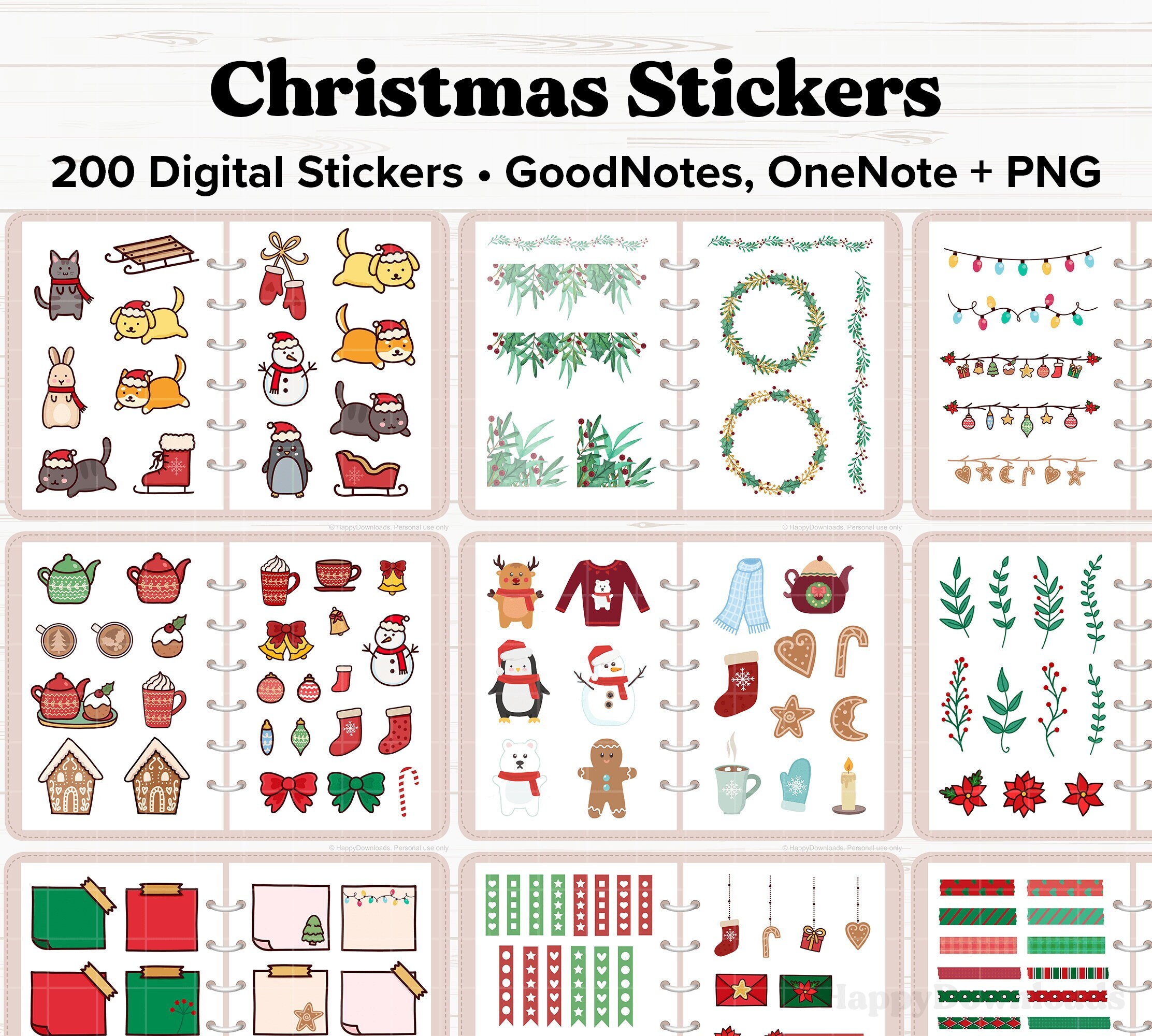 Christmas Digital Stickers Christmas Stickers Holiday - Etsy
