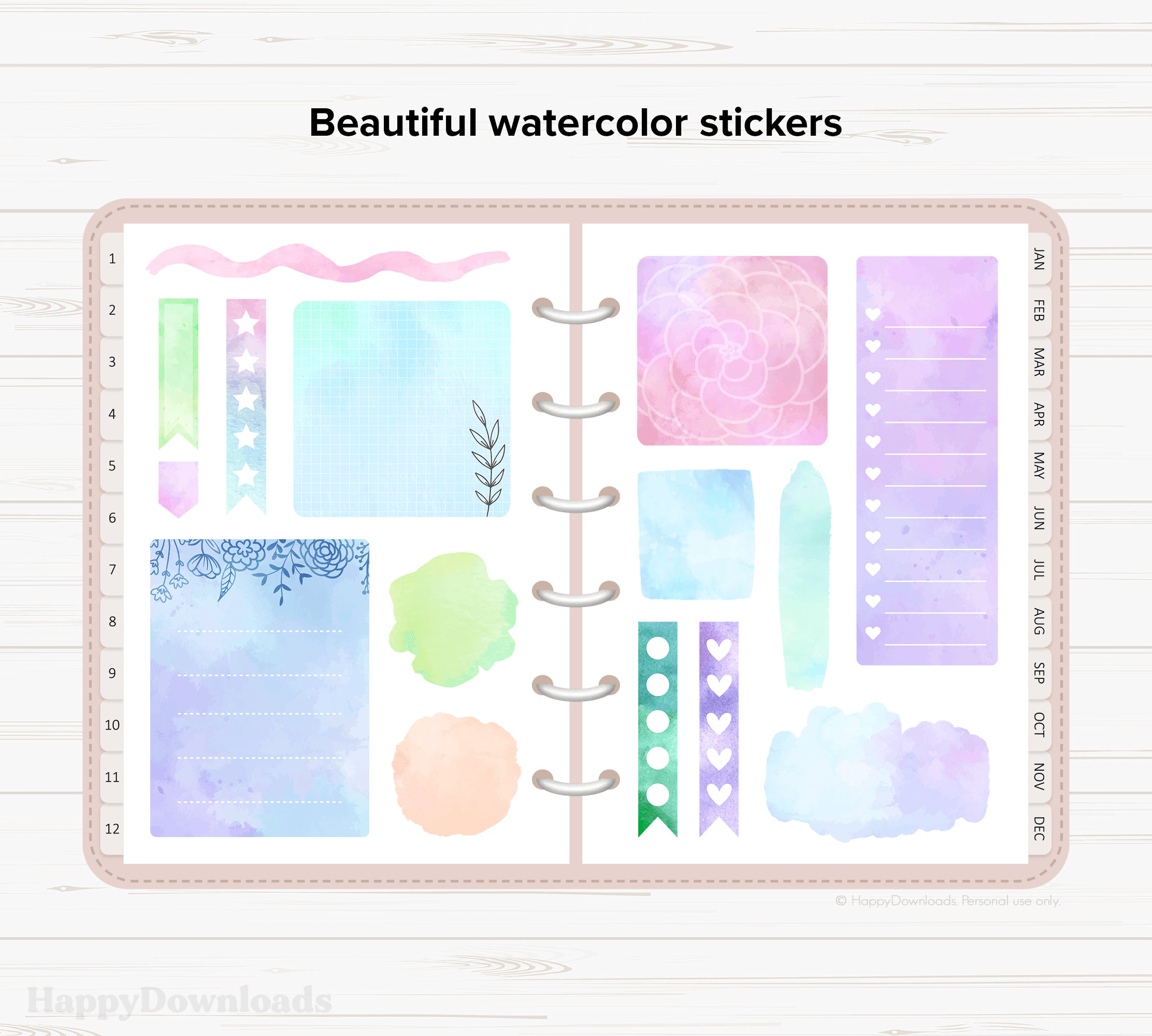 Watercolor Digital Stickers, Watercolor Stickers, Goodnotes Stickers ...