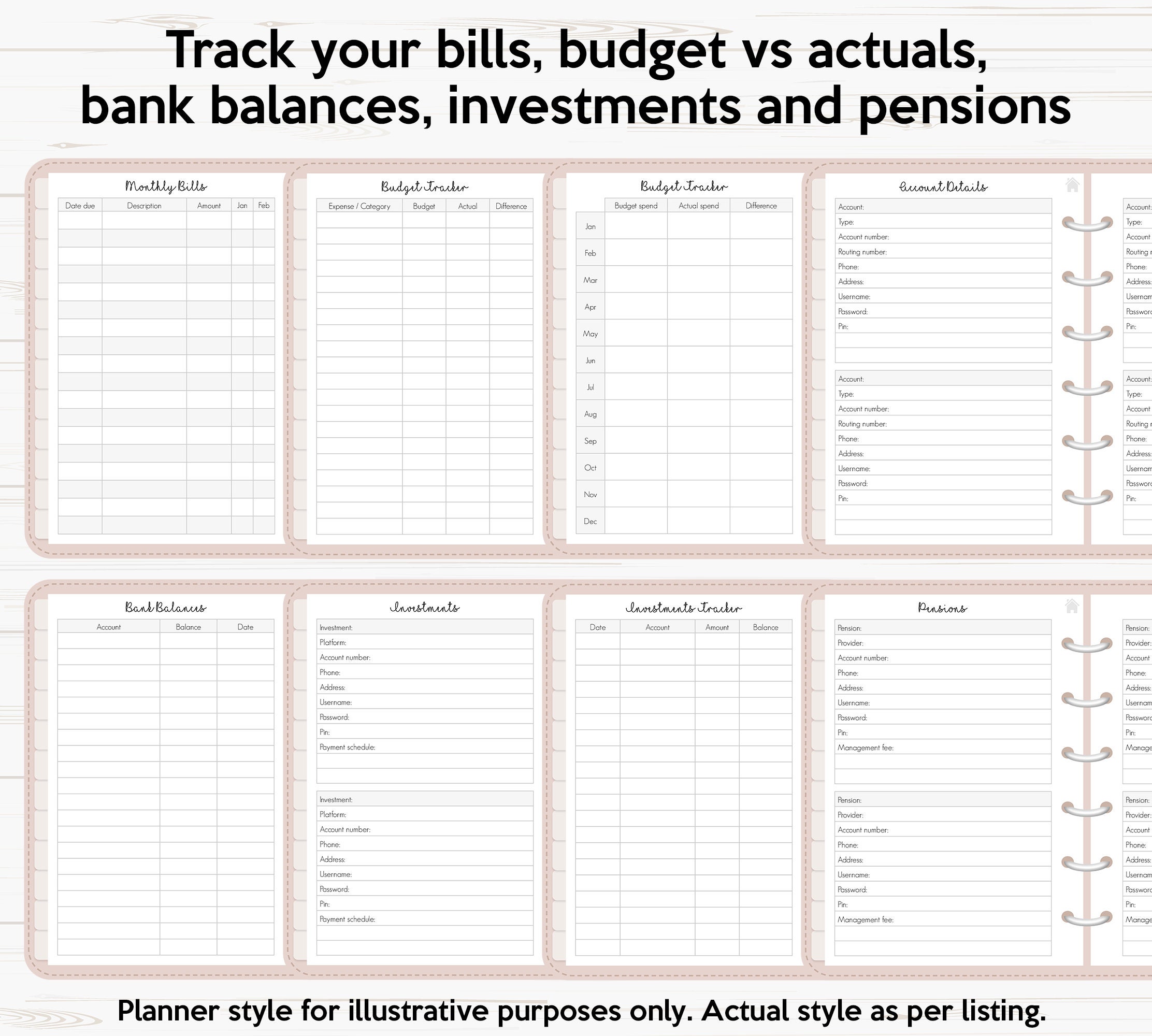 Onenote Digital Planner Templates Finance Template Finance | Etsy