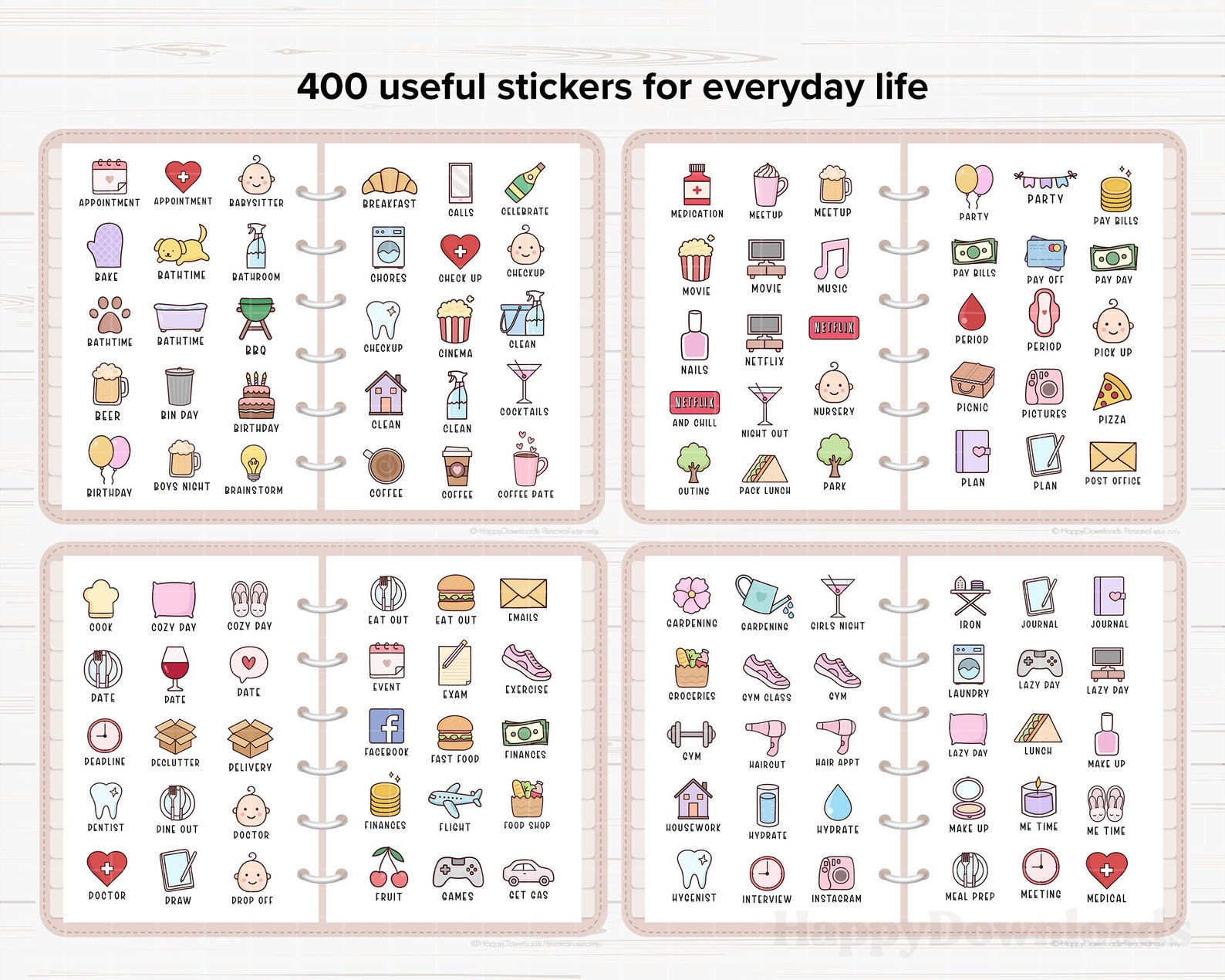 Everyday Life Digital Stickers, Daily Planner Stickers, iPad Stickers ...