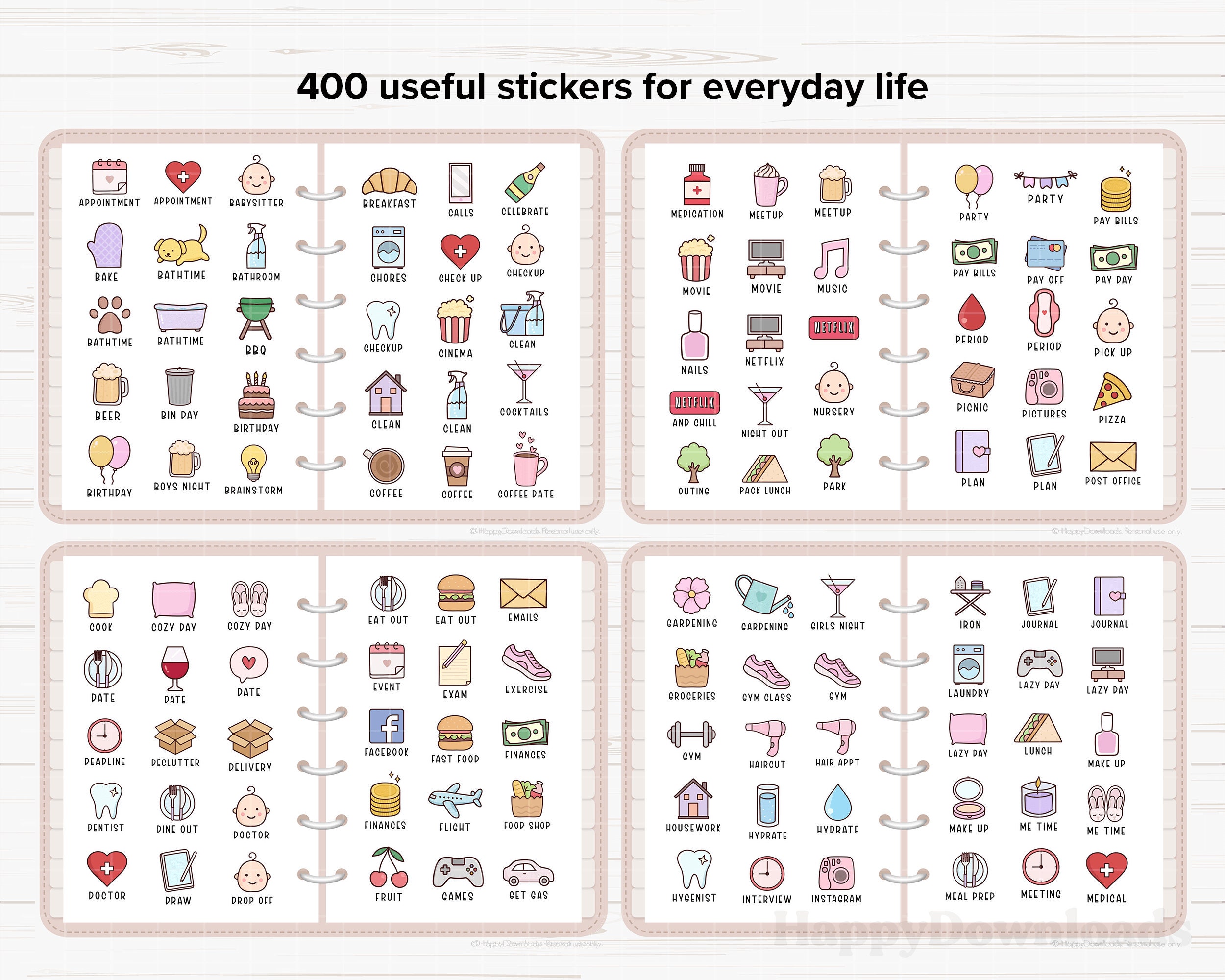 Everyday Life Digital Stickers Daily Planner Stickers - Etsy Australia