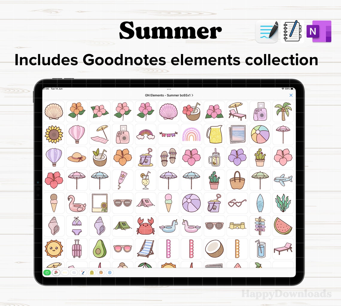 Summer Digital Stickers Summer Stickers Seasonal Digital - Etsy