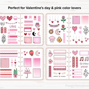Valentine's Day Digital Stickers, Valentines Stickers, Pink Digital ...