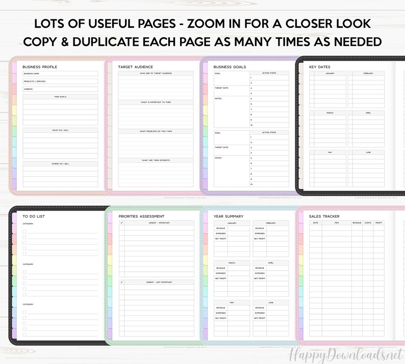 Business Entrepreneur Digital Planner Inserts Templates Pack - Etsy