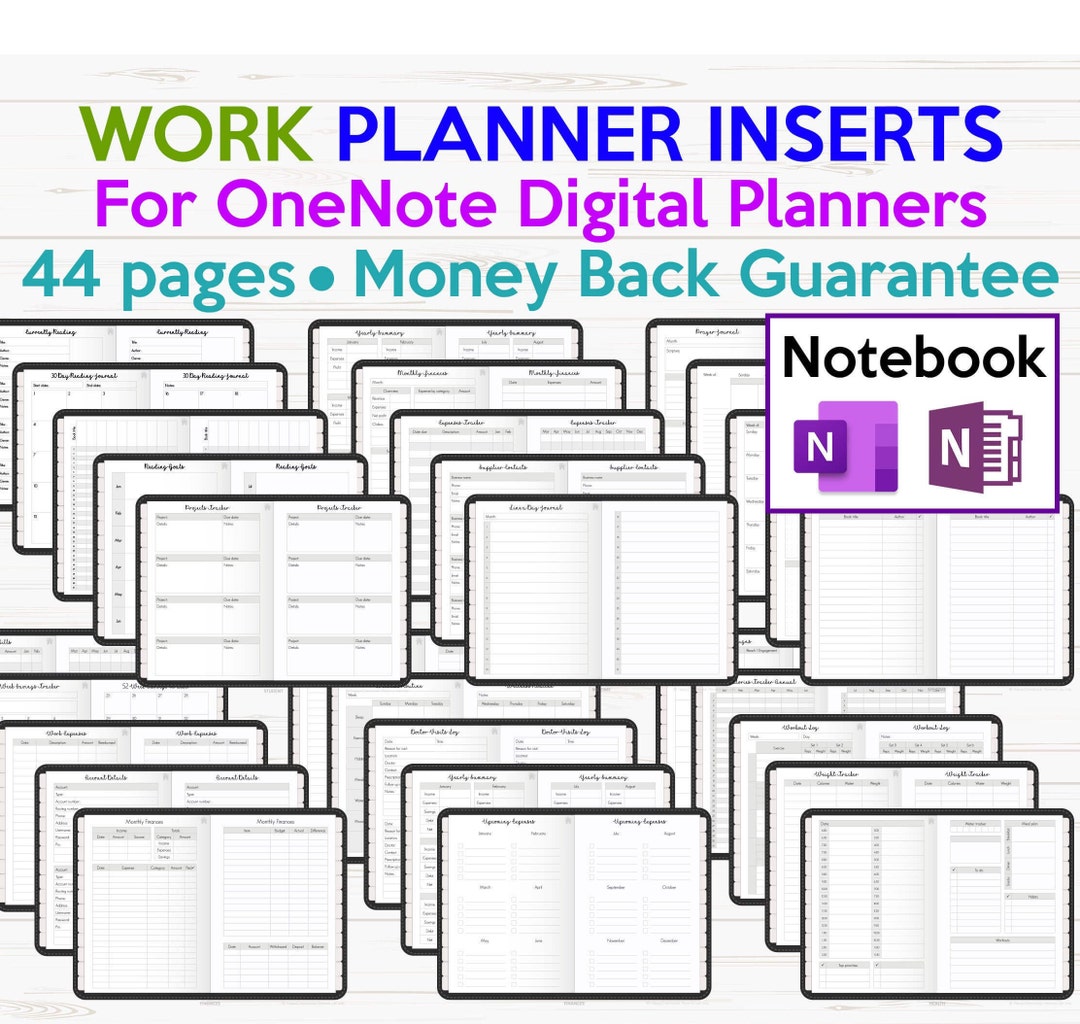Work Onenote Digital Planner Templates Inserts Pack NOTEBOOK - Etsy
