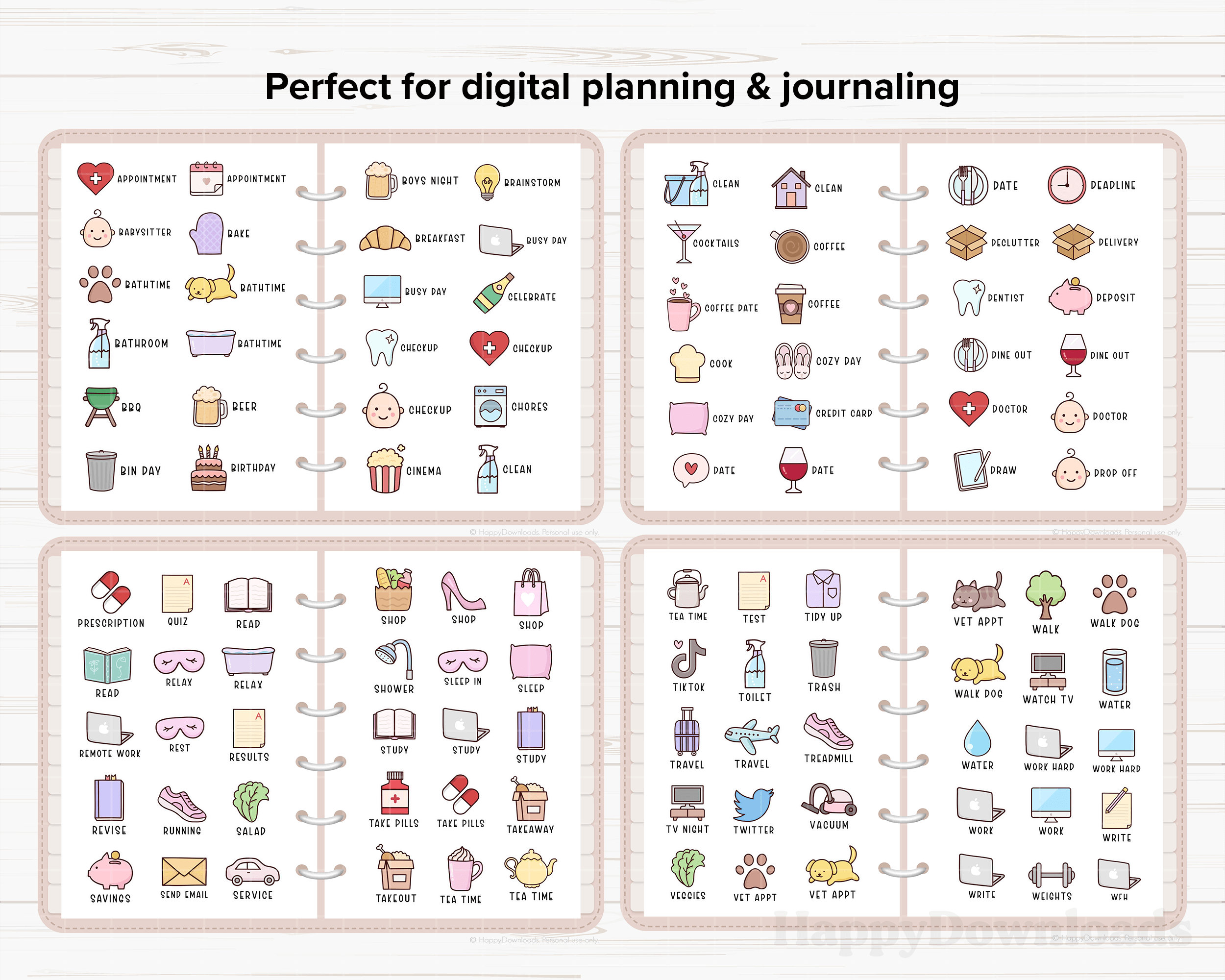 Everyday Life Digital Stickers Daily Planner Stickers - Etsy Australia