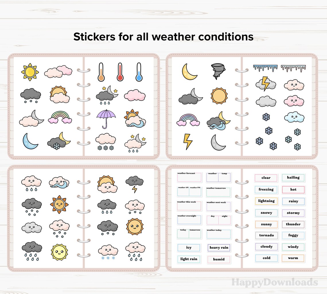 Weather Digital Stickers Weather Stickers Digital Planner - Etsy
