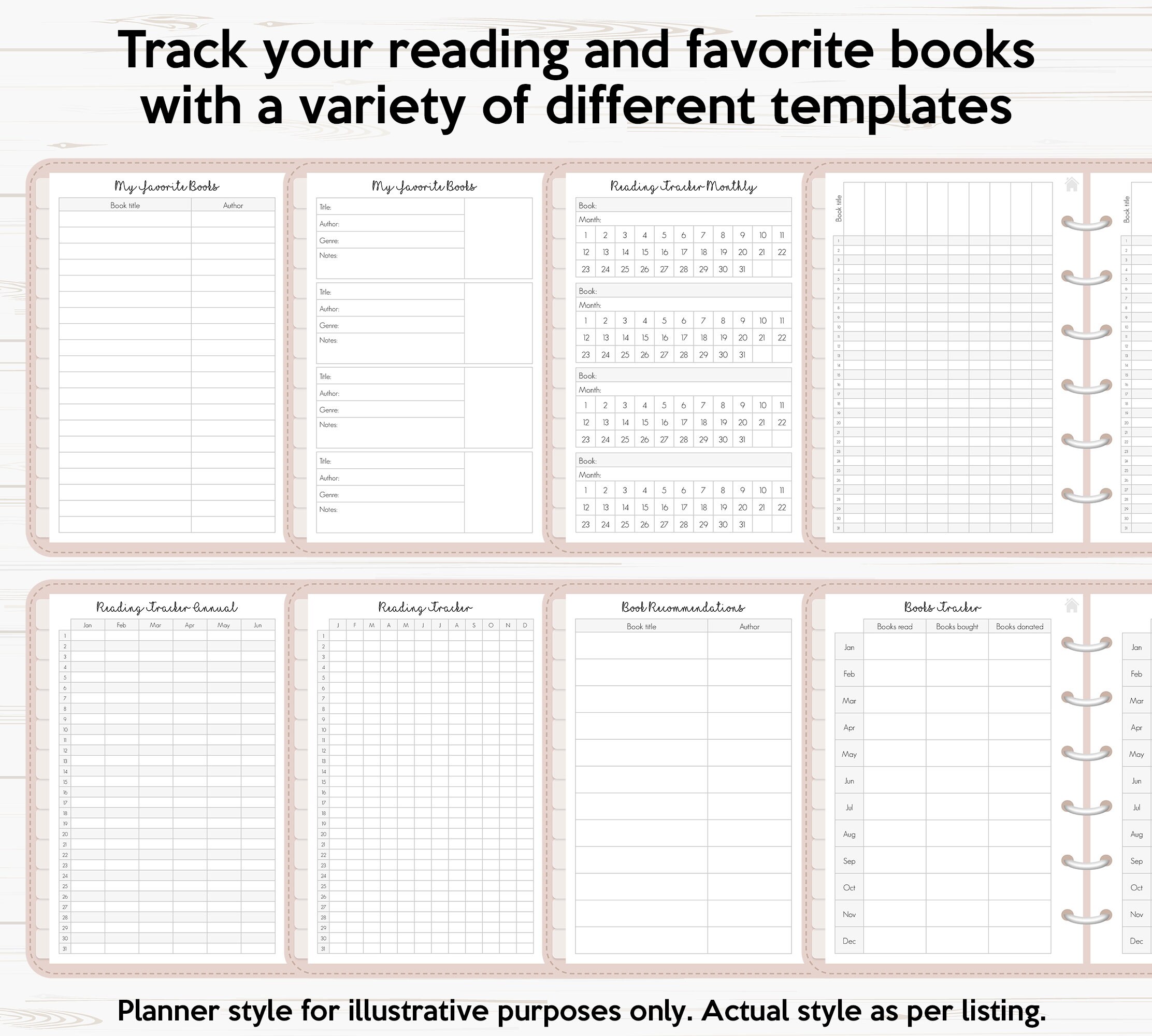 Reading Onenote Digital Planner Templates Inserts Pack REGULAR | Etsy UK