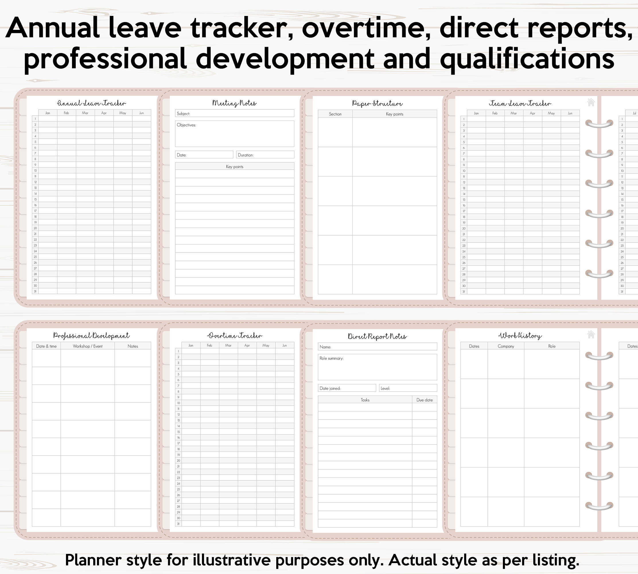 Work Onenote Digital Planner Templates Inserts Pack REGULAR - Etsy UK