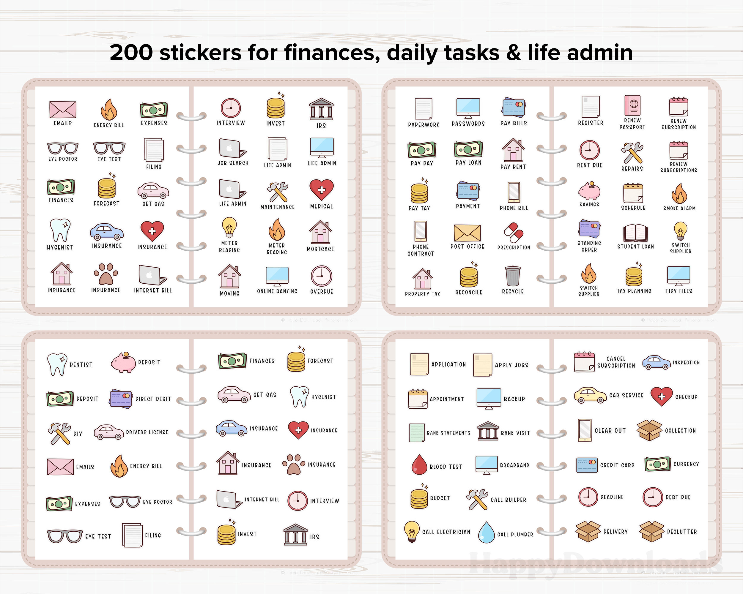 Life Admin Digital Stickers, Finances, Reminders, Daily Tasks, Digital ...