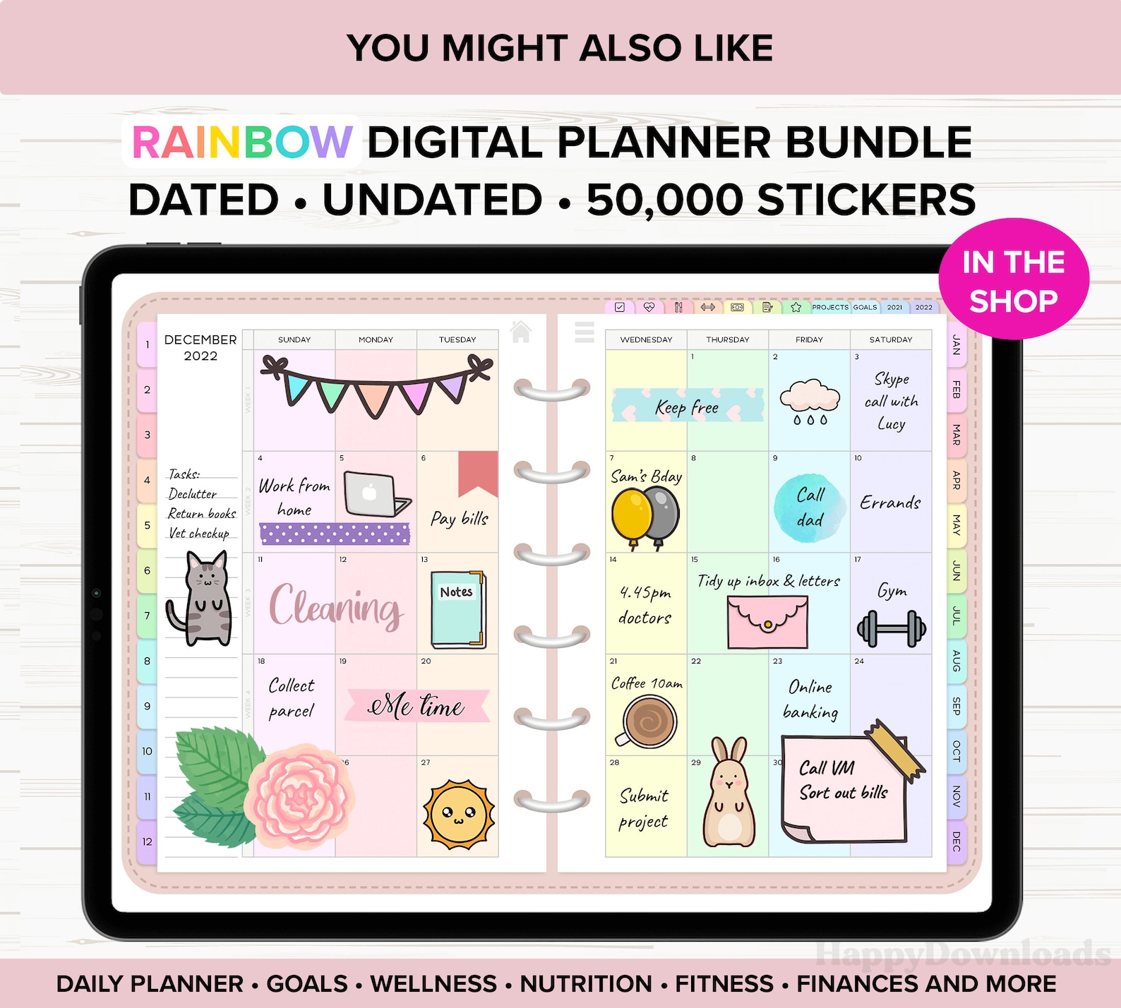 Rainbow Widgets Digital Stickers, Digital Planner Stickers, Tracker ...
