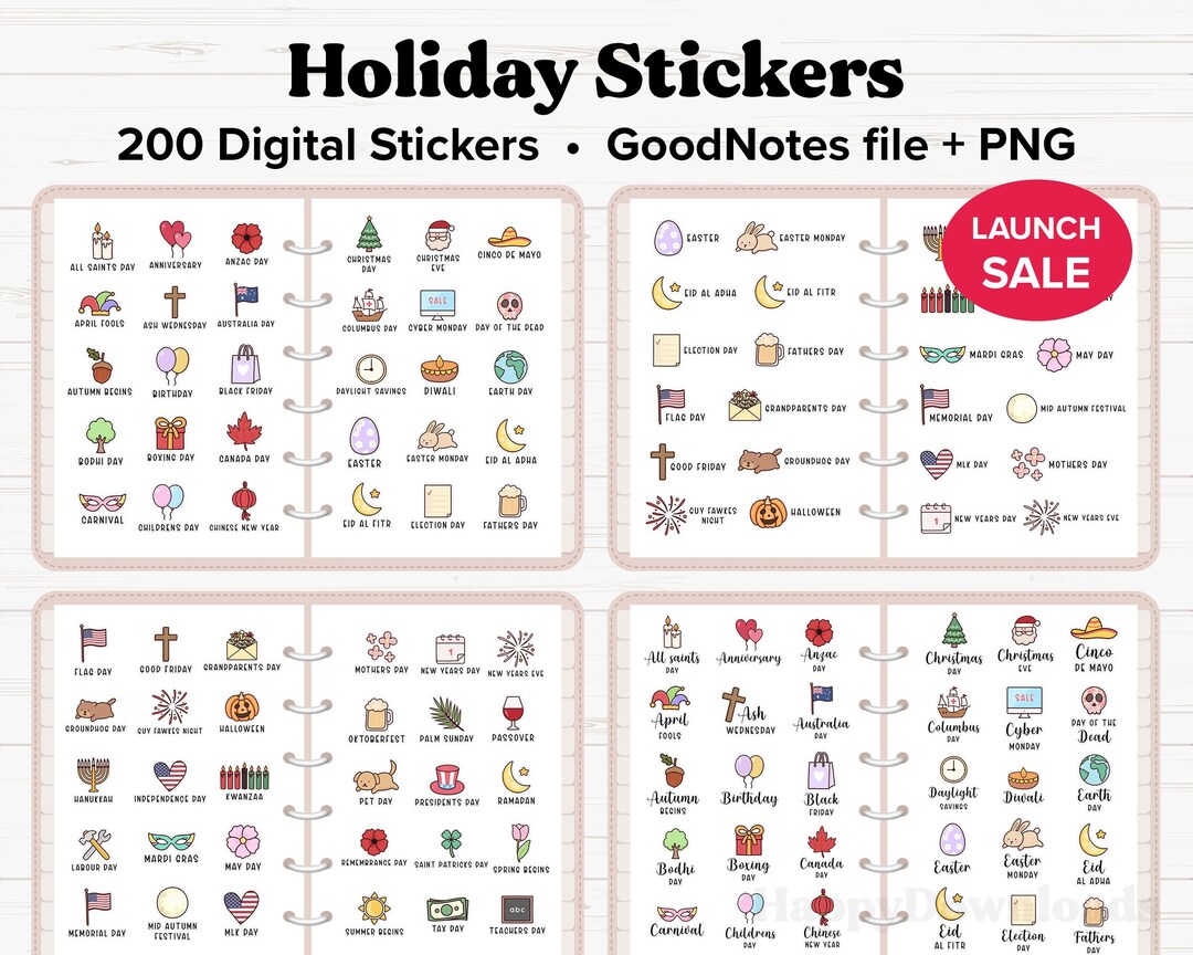 Holiday Digital Stickers Seasonal Stickers Holidays - Etsy
