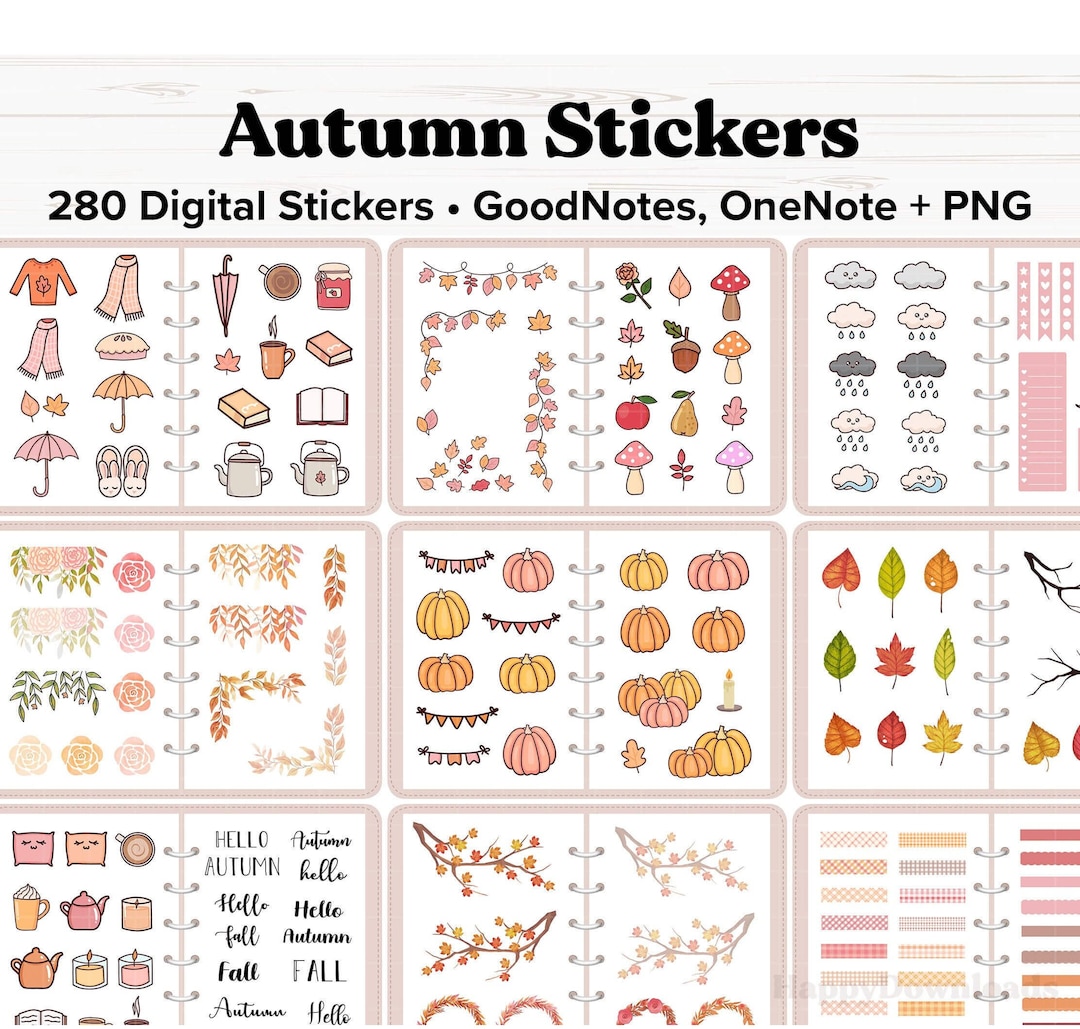 Autumn Digital Stickers, Autumn Stickers, Goodnotes Stickers, Onenote ...