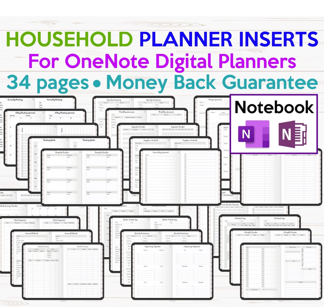 Household Onenote Digital Planner Templates Inserts Pack NOTEBOOK - Etsy